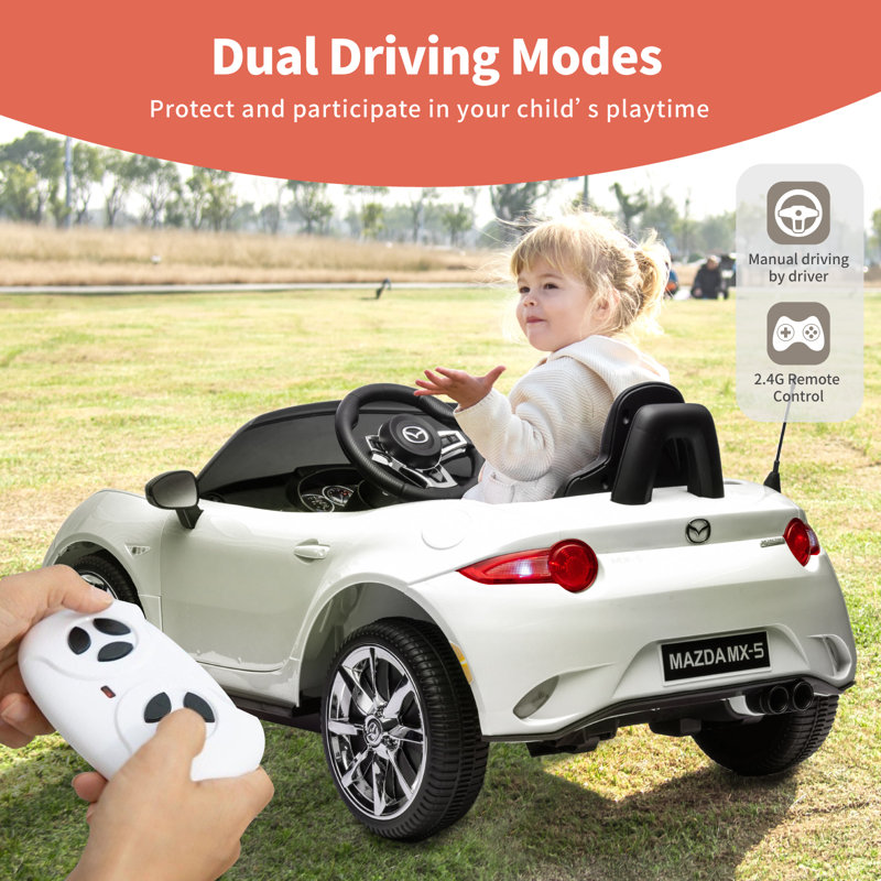 HIMILI 12V Ride On Car For Kids, Electric Car With Remote Control,Music Player, White | Wayfair